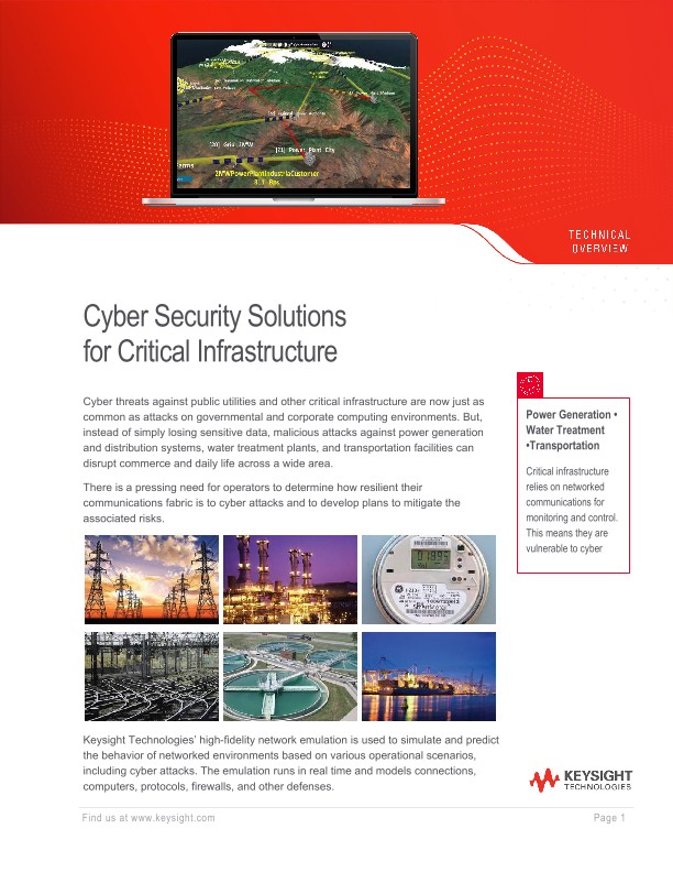 Cyber Security Solutions for Critical Infrastructure PDF Asset Page | Keysight